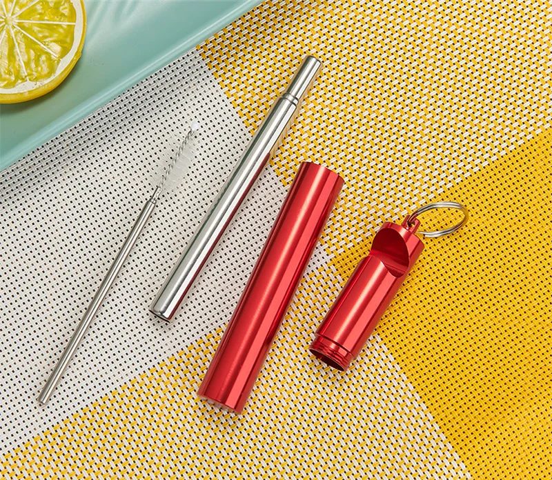 Stainless Steel Folding Collapsible Drinking Straw Kit