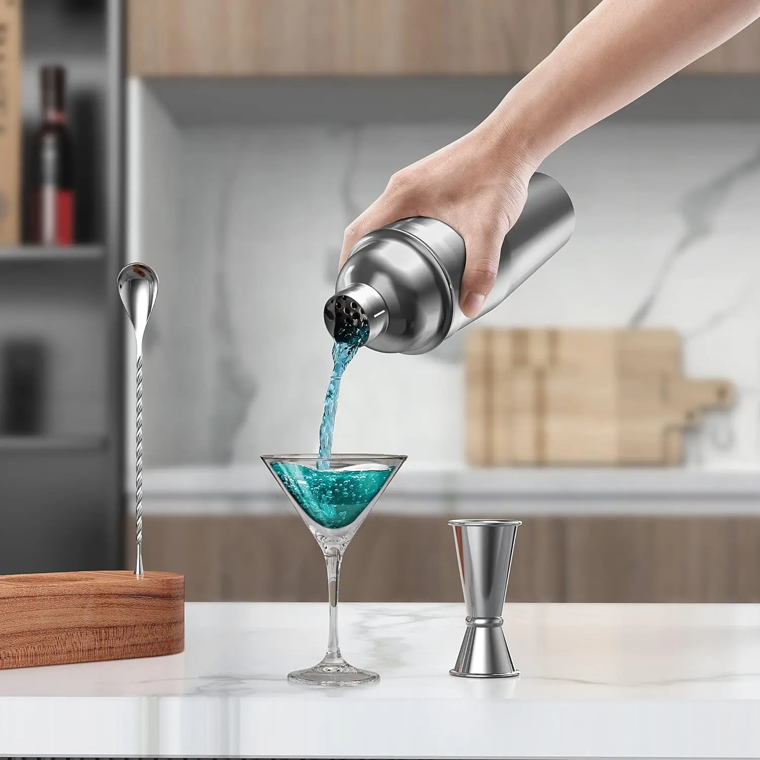 Stainless Steel Cocktail Shaker 11.8 oz Small Size Martini Shaker 350 ...