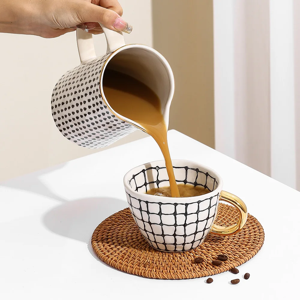 12oz European Style Scandinavian White And Black Triangular Espresso ...