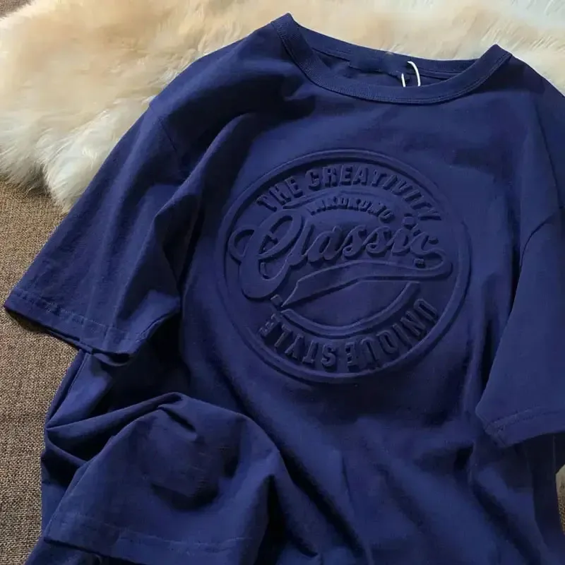 Custom Fashion 3d Three-dimensional Bump Embossed Tee 100% Cotton ...