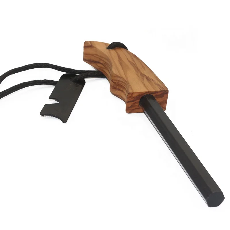 Survival Traditional Wooden Shaft Hexagonal Firestarter Emergency Hexa ...