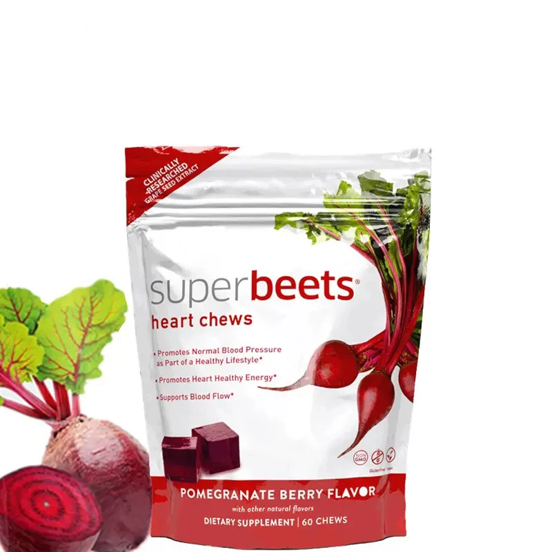 Oem Beet Root Heart Soft Chews Gummies Red Beet Pressure Nitric Oxide Herbal Energy Boost Immune ...