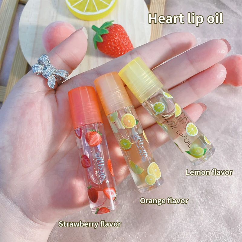 Fruit Orange Peach Flavor Scented Moisturizing Lip Oil
