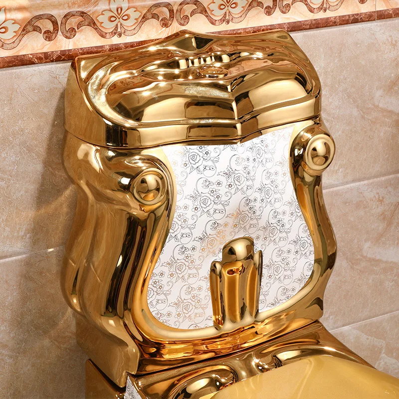 Real Gold Toilet - Luxury Cuvette Retrete with Automatic Operation
