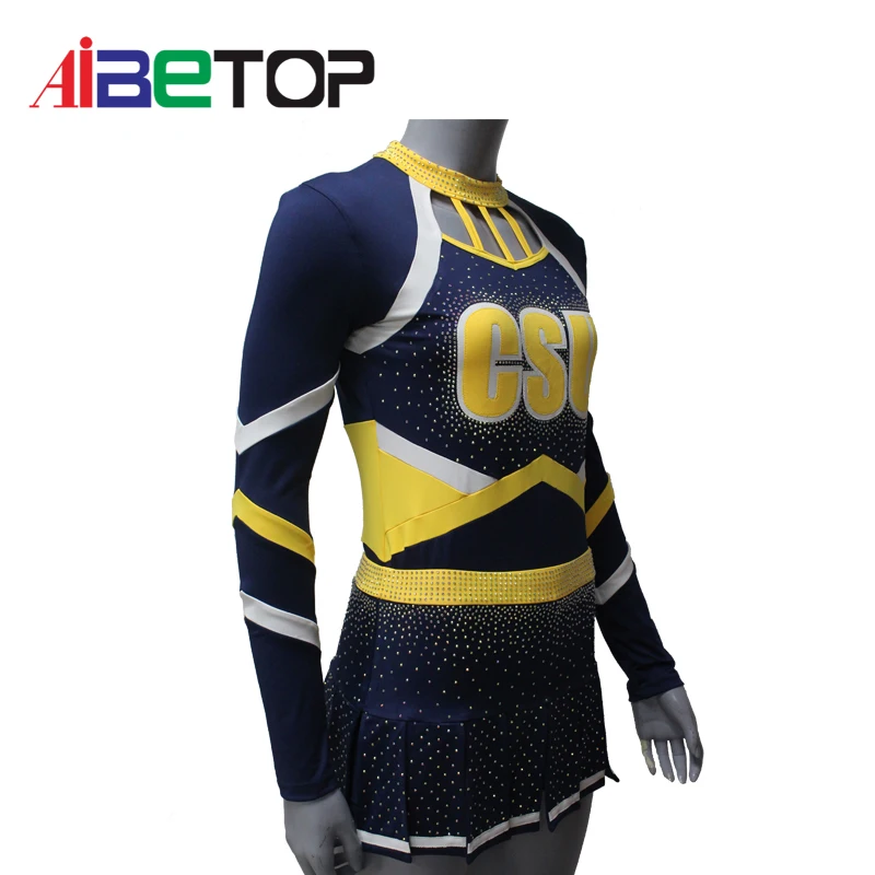 High School Competition Cheerleaders Uniforms Rhinestones Cheerleading ...