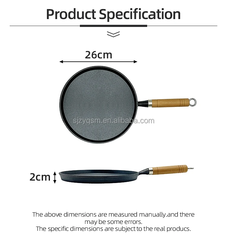 Pre-seasoned Round Cast Iron Skillet Pizza Baking Frying Pan Non-stick ...
