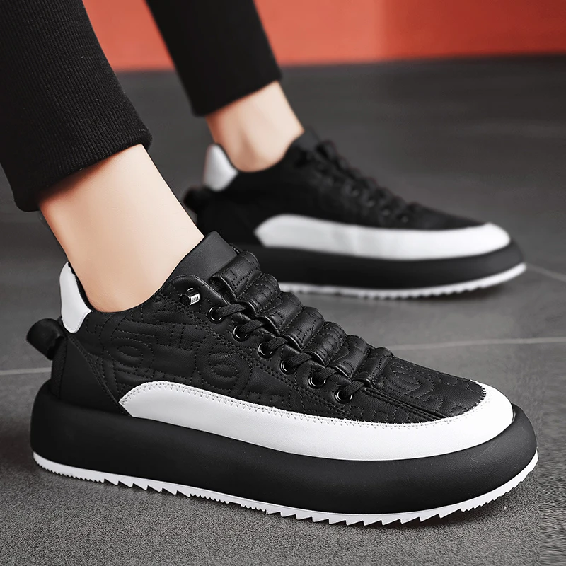 Men Vulcanized Sneakers Shoes Tennis Sports Pu Slip-on Mix Color Good ...