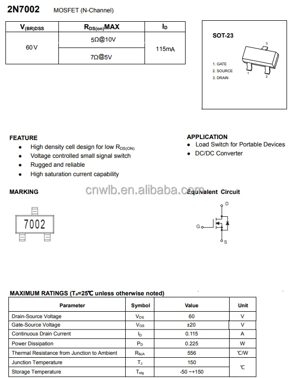 Original thyristors and transistor mosfet SOT-23 n-channel mosfet transistors 60V 115mA mosfet ...