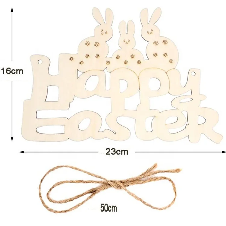 Happy Easter Bunny Rabbit Egg Hanging Sign Door Wall Hanger Craft ...