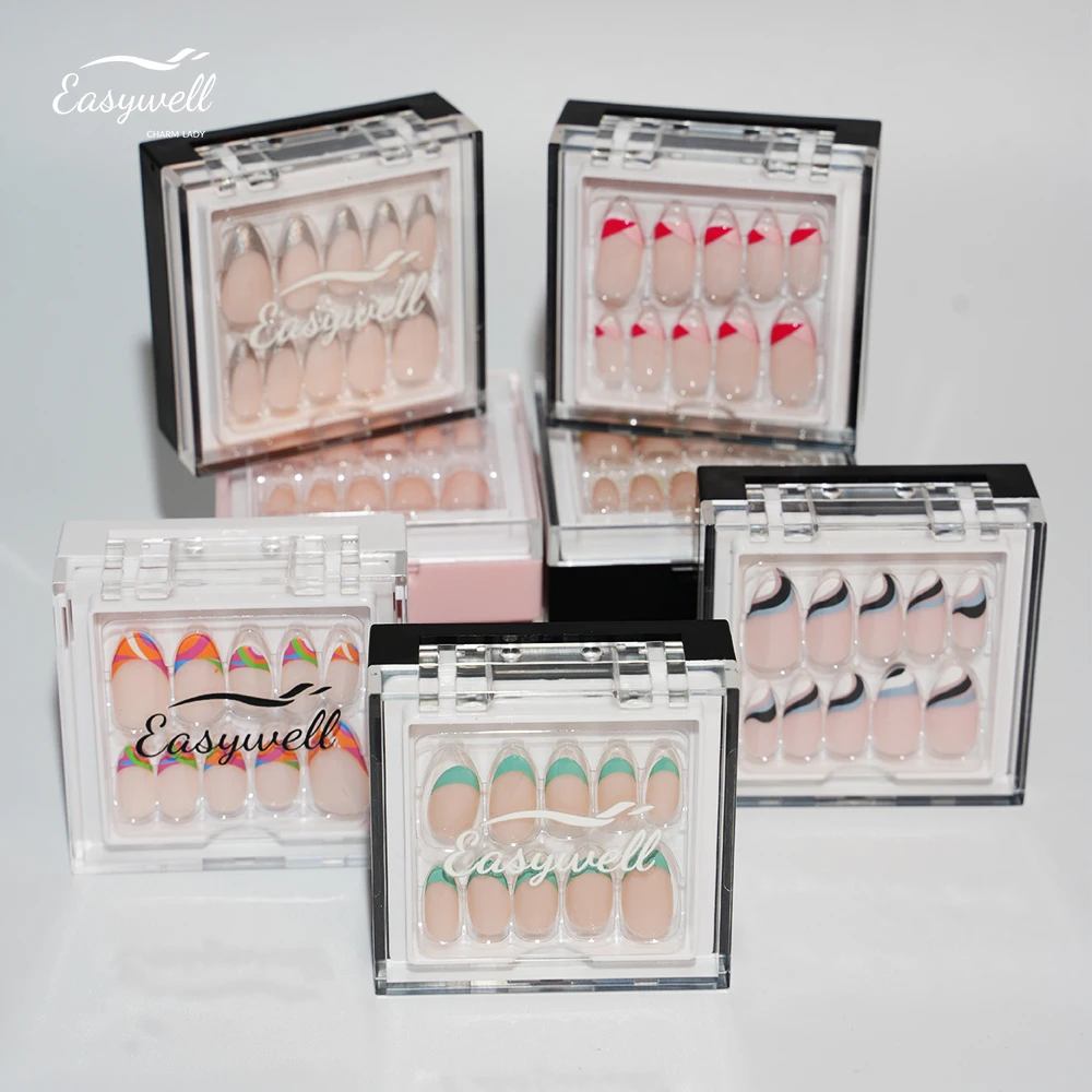 Luxury Press On Nails Package Box Custom Logo Coffin Full Cover Nail ...