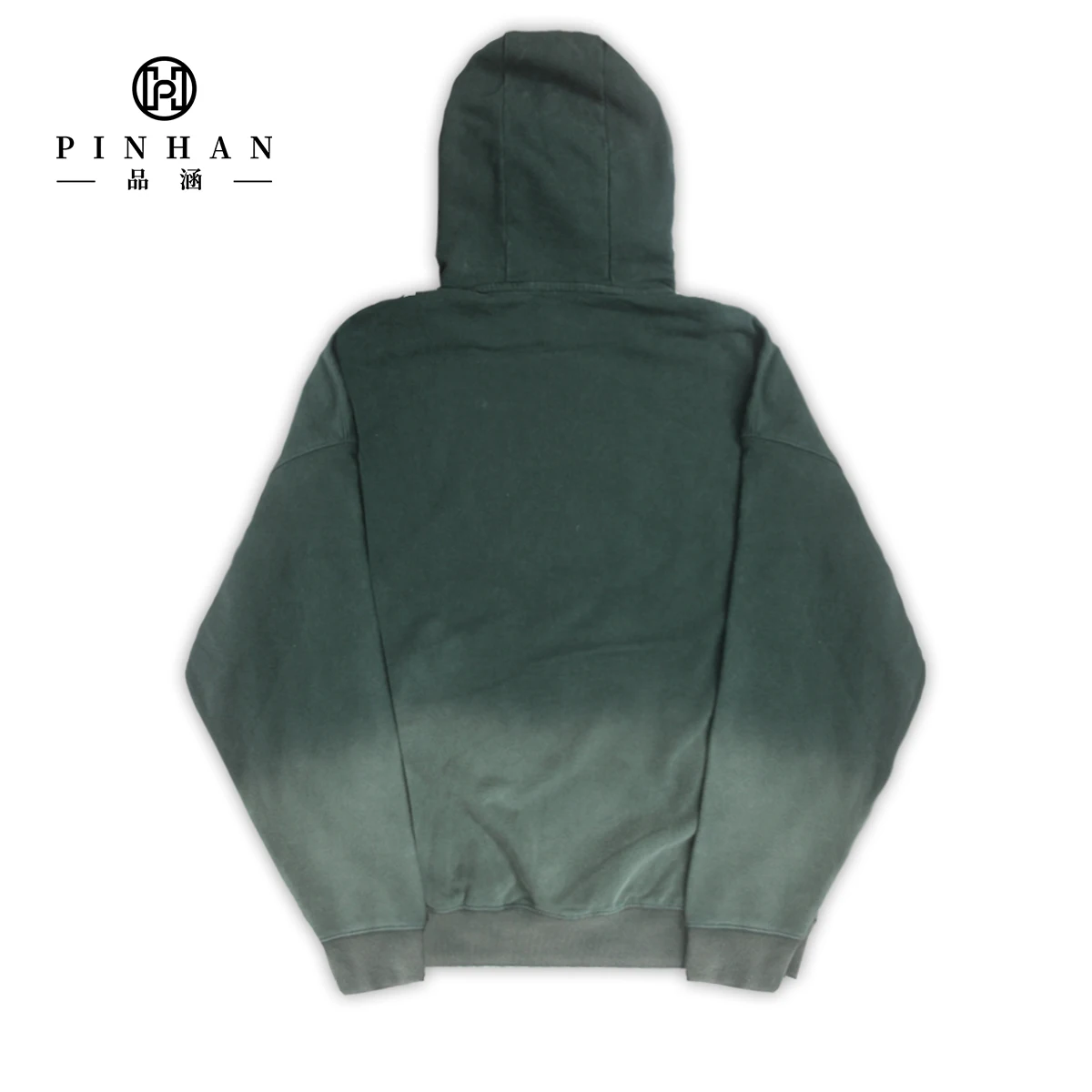 Washed Green Gradient Design Cotton Sweater Hooded Knitted Screen ...