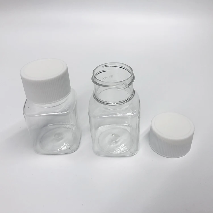 Empty 30ml 1oz clear Plastic square Shaped Bottle with White Screw Lid ...