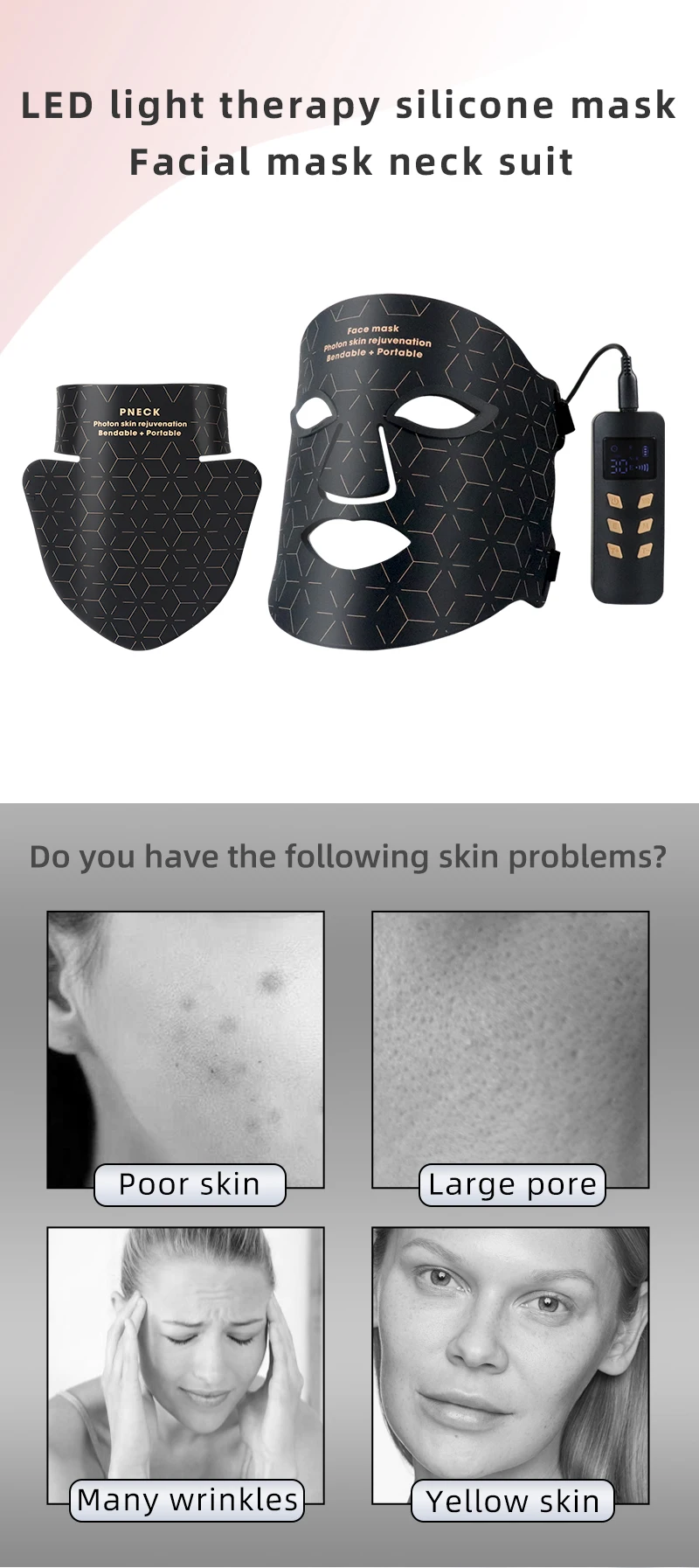 660nm LED Mask Face Light Therapy - 4 Color Photon Infrared