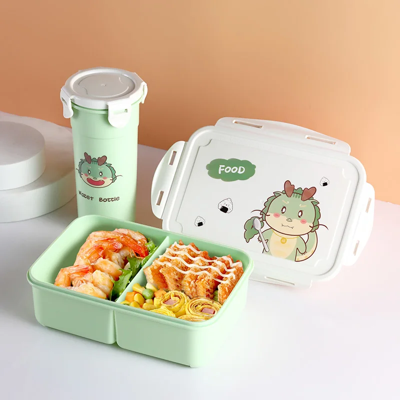 2 Compartment Eco-friendly Plastic Bento Box 1l Leak-proof School Lunch ...