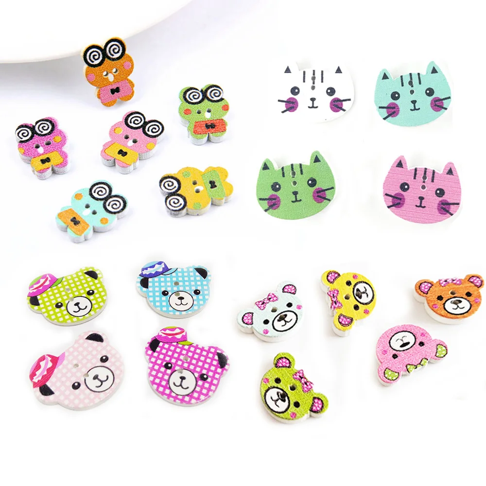 Cute Cartoon Stock Small Size Frog Cat Bear Head Shape Wood Animal ...