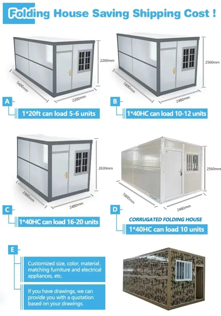 20ft Self Folding Mobile Portable Caravane Container Prefab House Two ...