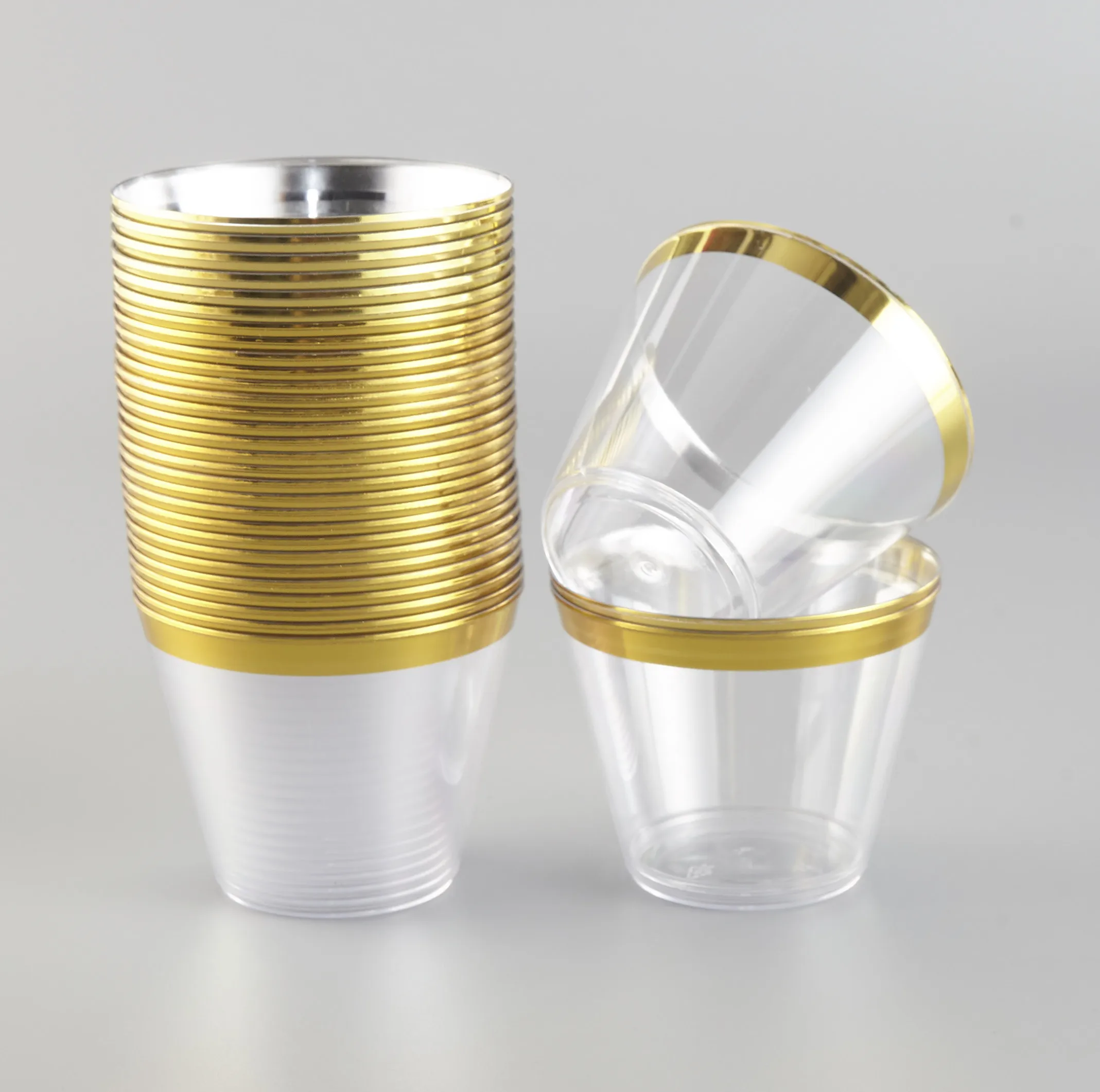 Factory Rose Gold Rimmed Plastic Cups 9/10/12/14/16 Oz Clear Old ...