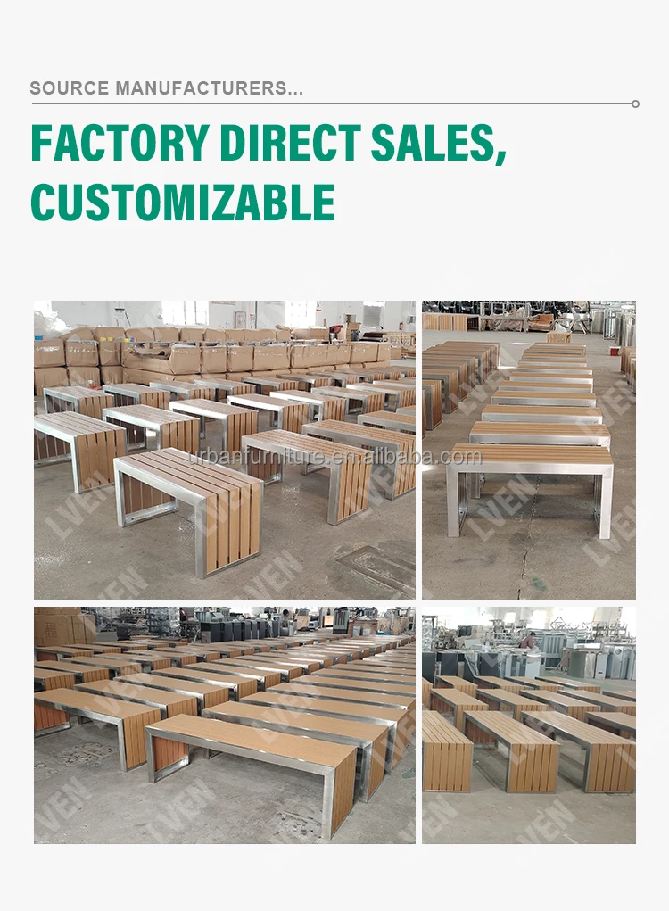 Factory Cheap Modern Garden Bench Metal Plastic Wood Street Seat 1.5m,1 ...