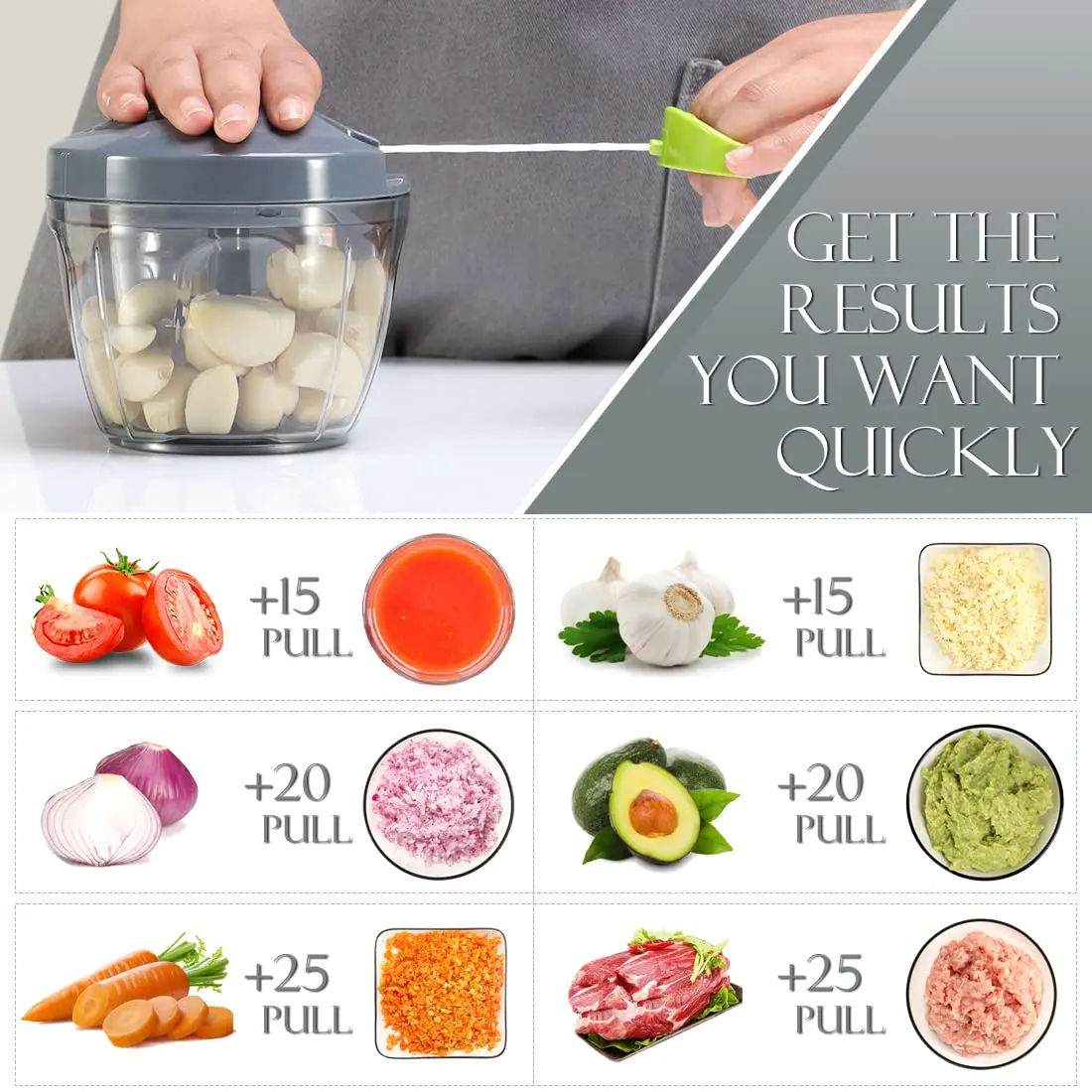 Wholesale Price Hand Pull String Garlic Mincer Onion Manual Hand Pull ...