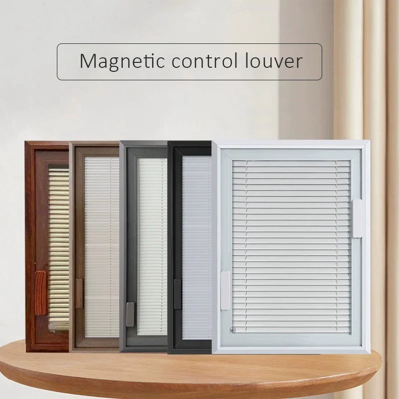 Electric Magnetic Control Single Glass Louver Curtain With Tempered ...