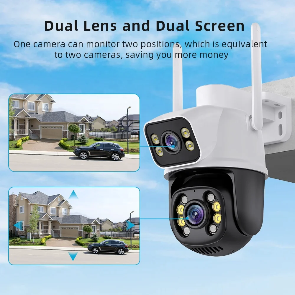 Dual Light WiFi Network Camera 2*3MP Double Lens AI Human Detection 2 ...