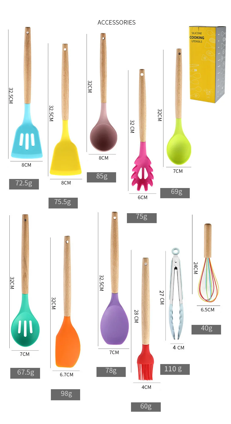 Hot Utensil Holder - 12pcs Kitchen Utensils Set with Storage