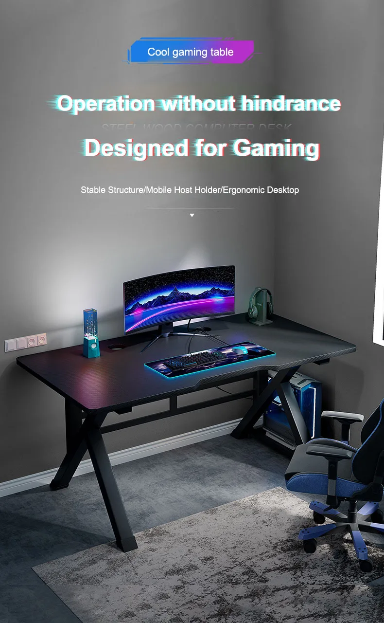 RGB PC Gaming Desk - Professional Gaming Office Lighting