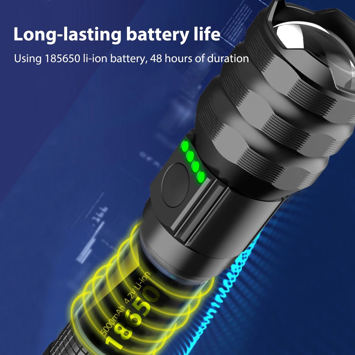 Ultra-bright Long Beam 1km Rechargeable Lithium Battery Led Tactical ...