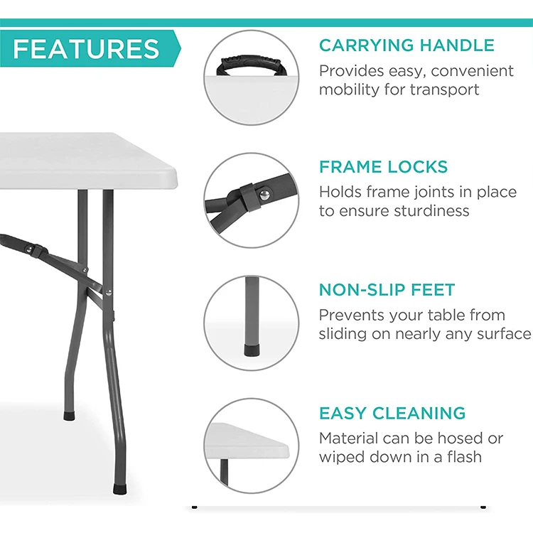4ft Outdoor Furniture Folding Table Picnic Rectangle Plastic Tables ...