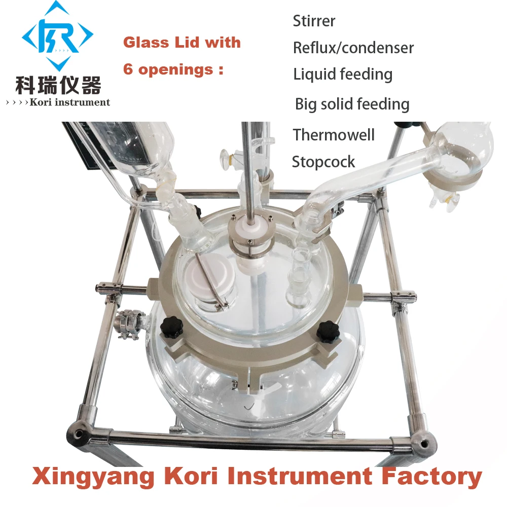 100l Bioreactor Jacketed Glass Reactor 100liter - Buy Lab Glass Reactor ...