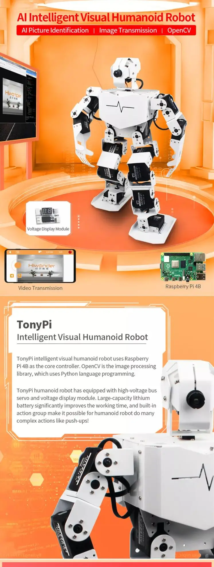 Hiwonder Tonypi - Intelligent Visual Robot Powered by Raspberry Pi