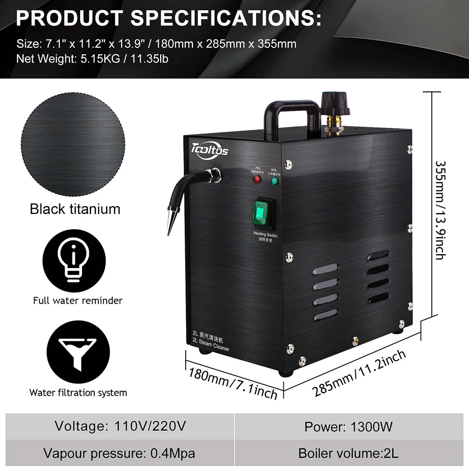 Auble 1300W 4Bar Stainless Steel Steamer 2L Industrial Jewelry Steam ...
