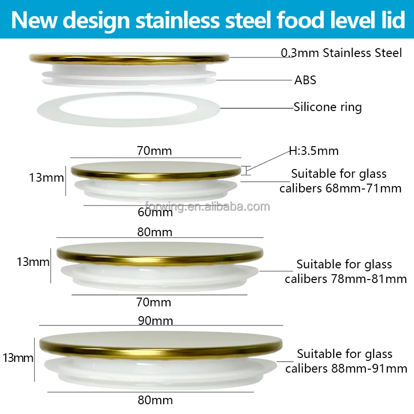 Luxury Metal Candle Lids Electroplated Stainless Steel Storage Jar Lids ...