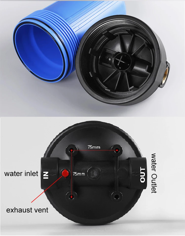 10" Big Blue Manual Filter Housing For Household Use Cartridge Filter Housing For Efficient ...