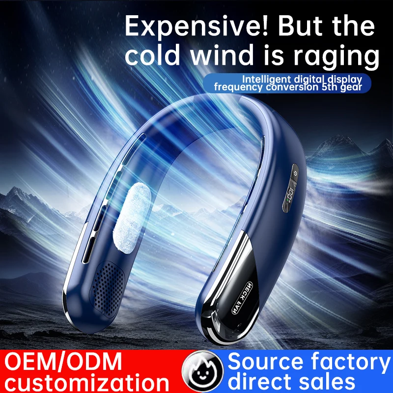 Alibaba.com: Rechargeable portable neck fan with digital display and ...