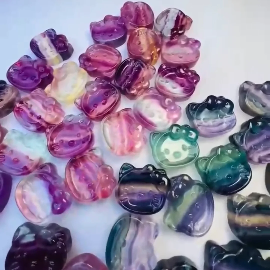 Wholesale Natural Gemstone Mini Hello Kitty Bowl Rainbow Fluorite ...