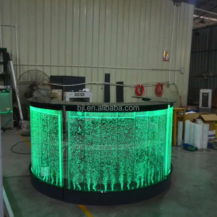 Floor Standing Black Glass Tabletop Acrylic LED Water Bubble Wall Bar ...