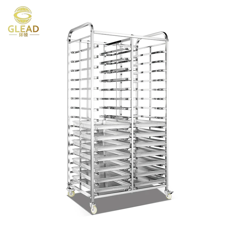 Commercial 30 Tray Capacity Moving Bakery Stainless Steel Shelf Trolley ...
