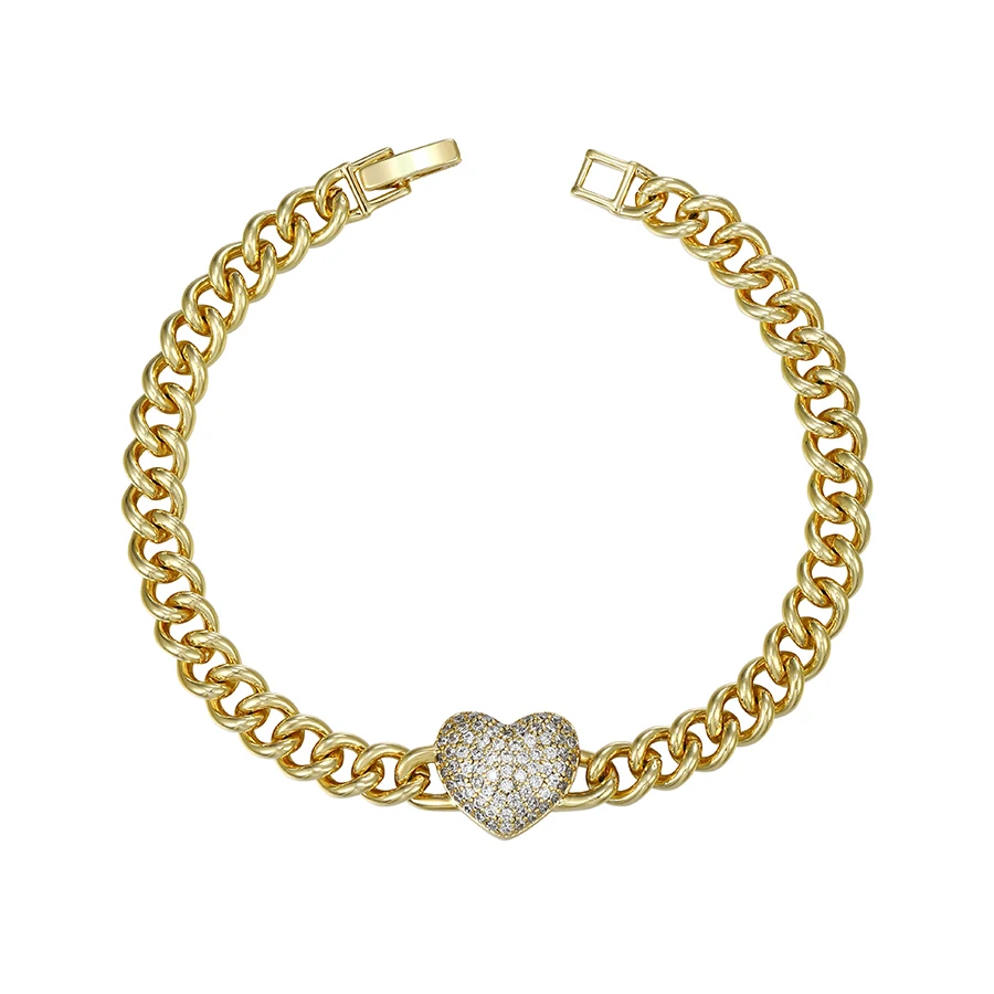14K Gold Plated Xuping Heart Charm Bracelet for Anniversaries, Gifts ...