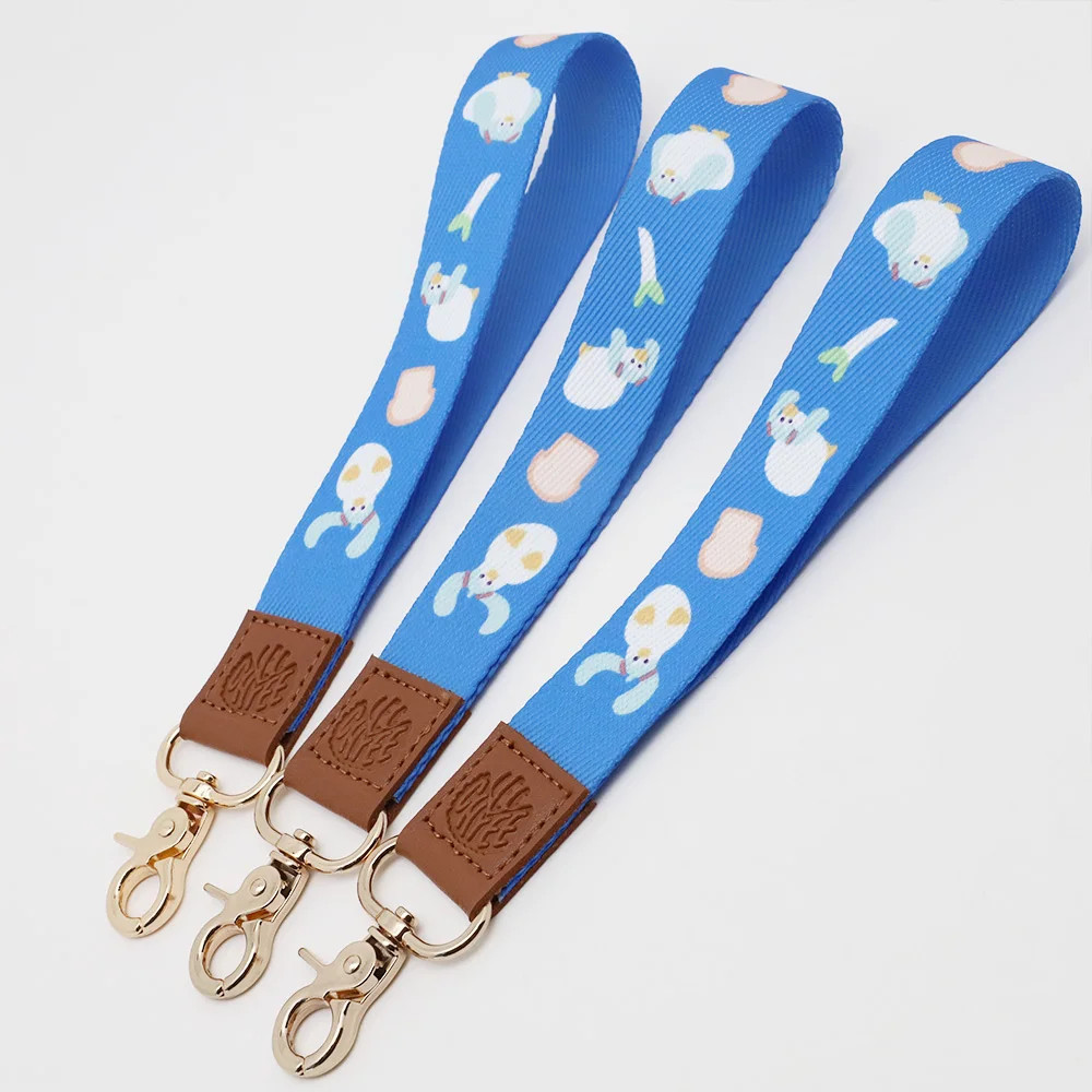 Custom Full Color Sublimation Keychain Lanyard High Quality Leather End ...