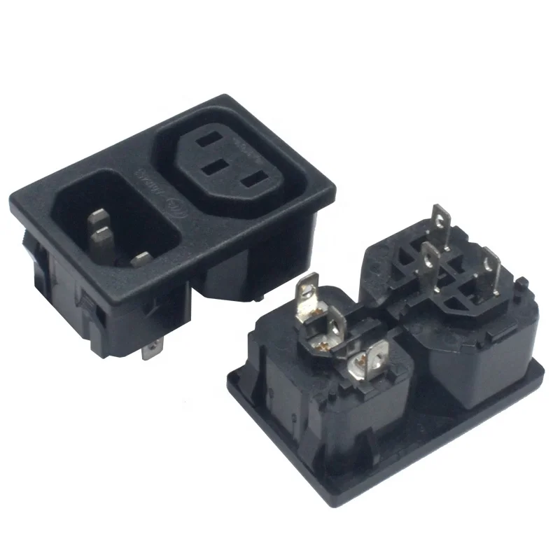 15a 250vac Iec 60320 C13 C14 Combine Socket 2 In 1 Power Inlet Outlet ...