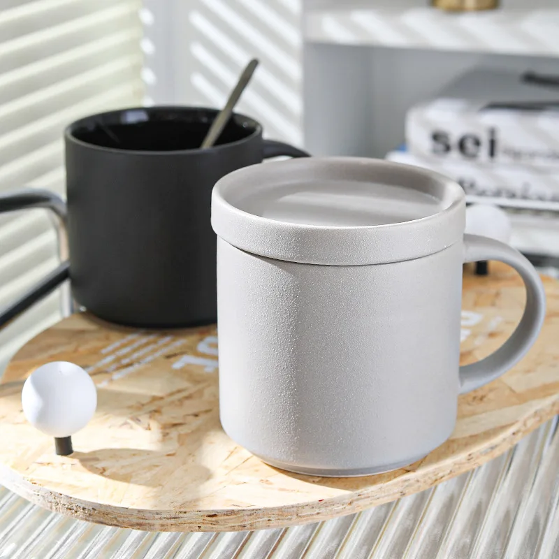 Nordic Modern Minimalist Ceramic Mug With Lid Creative Matte Glaze ...