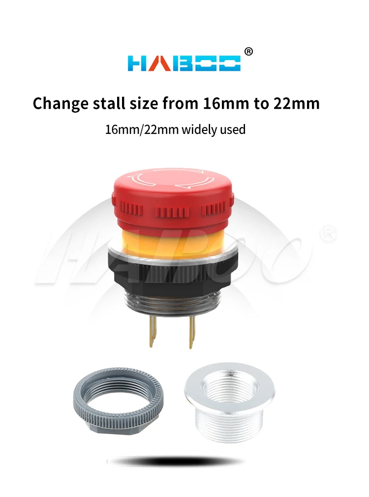 16mm Plastic Emergency Stop Switch Self Locking Latching Button Red Mushroom Head Switch For ...