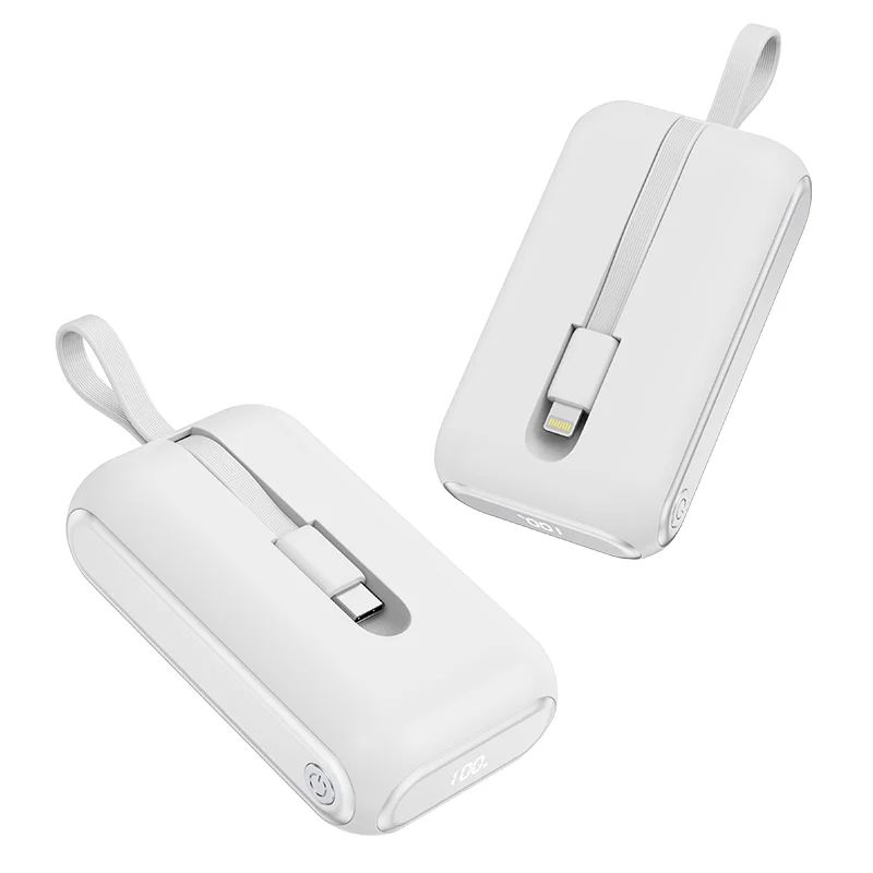 Small Size Dual 10000mah Power Bank With Built-in Cable And Digital ...