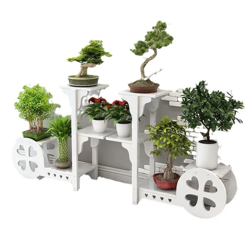 Multi-Tier Lockable Wheel Rolling Wooden Plant Stand Holder Tray ...