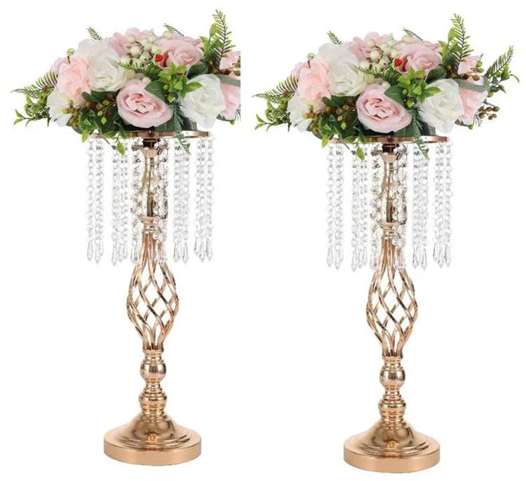 Huiran Metal Gold Table Centerpiece Wedding Decoration Crystal Wedding ...