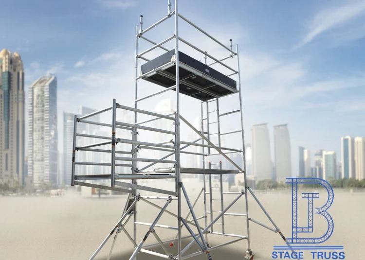 10m Ladder Scaffolding Outdoor Building Tower With Wheels Quick Stage ...