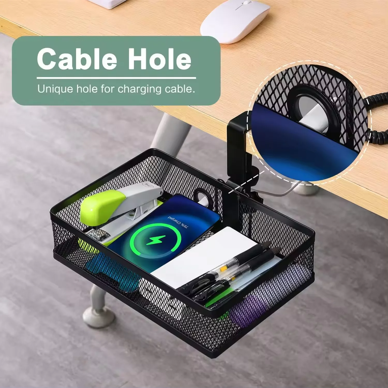 360 Rotary Desk Storage Organizer with Cup Holder C-Clamp Mount Storage ...