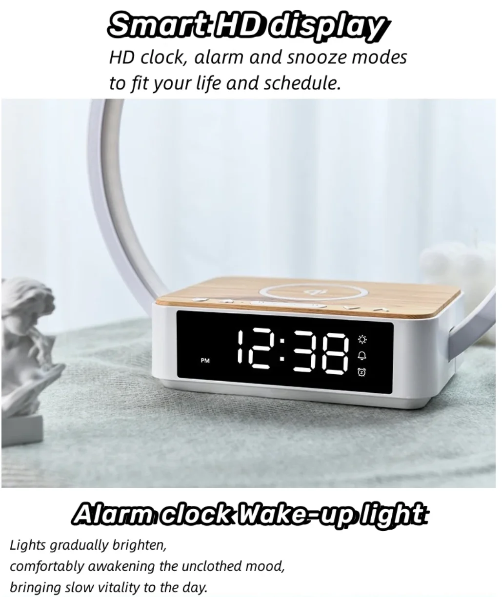 Wireless Fast Charging Touch Digital Display Clock Multi-functional ...