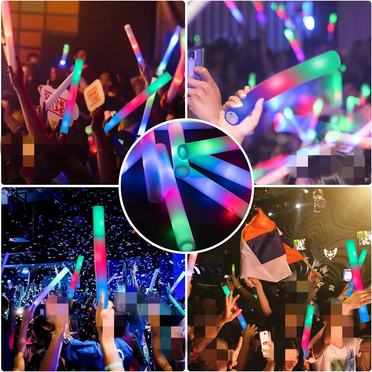Logo Printing Flashing Effect Light Up Foam Sticks Led Foam Glow Sticks ...